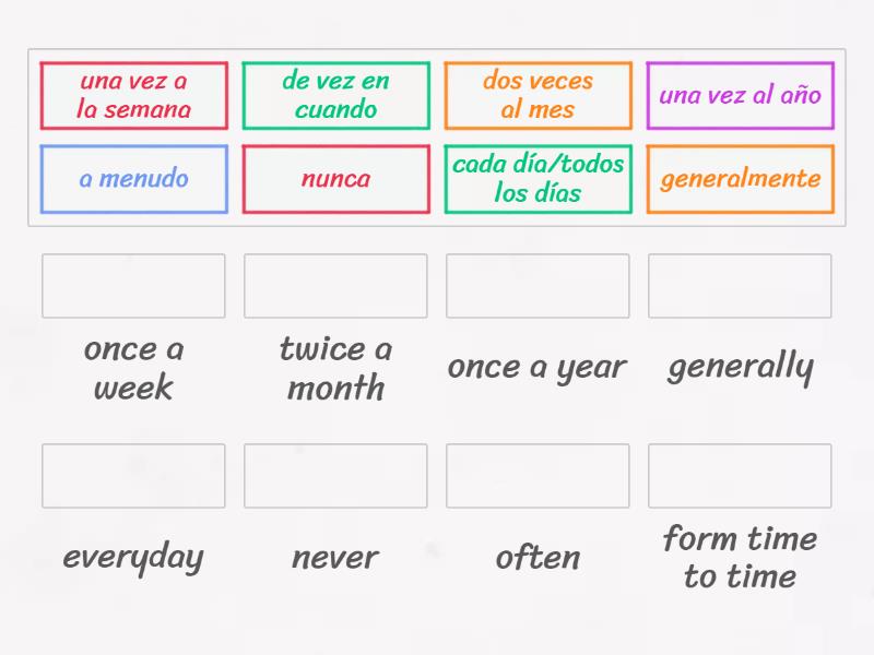 Time Phrases Y9 Spanish - Match up