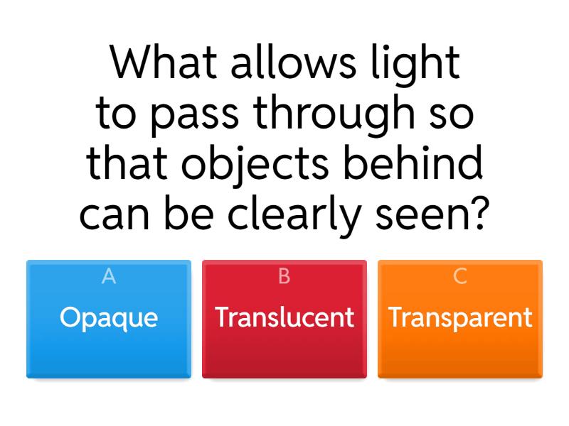 Understanding TRANSPARENT, TRANSLUCENT ,OPAQUE - Test