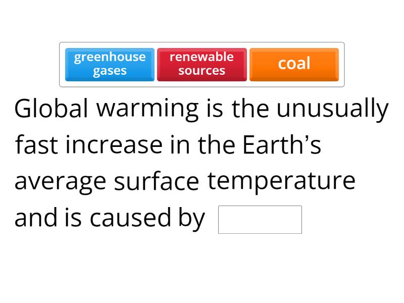 Global Warming starter - Complete the sentence