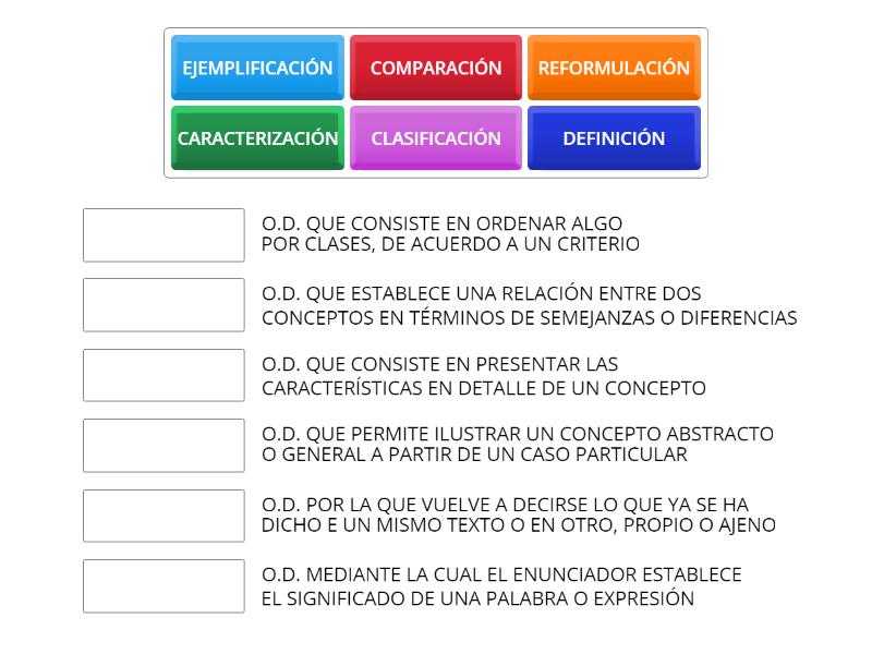Operaciones discursivas (O.D.) - Match up