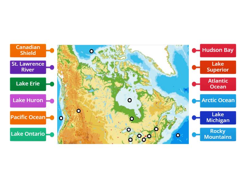 Canada Physical Map - Labelled diagram