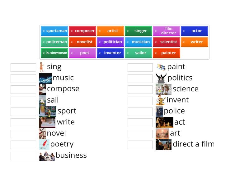 EF elementary unit 7A professions word formation - Match up