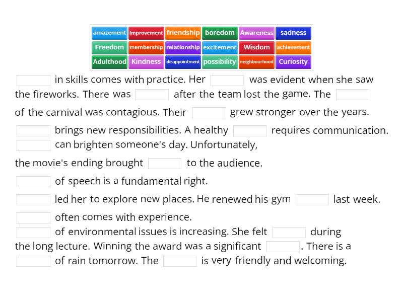 NOUNS - advanced - Complete the sentence