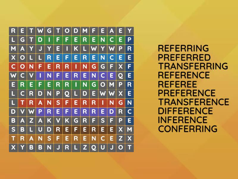 adding suffixes to -fer base words - Wordsearch