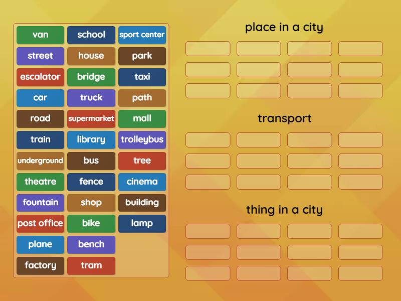 City words - Group sort