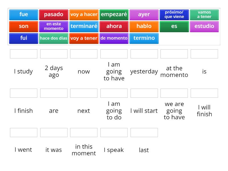 GCSE Spanish- past, present, future - Une las parejas