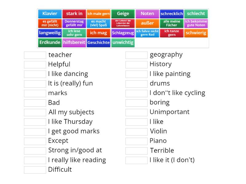 YEAR 8 REVISION FROM LESSON MAY 2024 - Match up