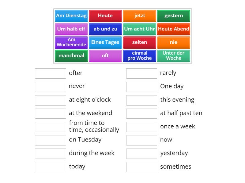 Time Phrases - Match up