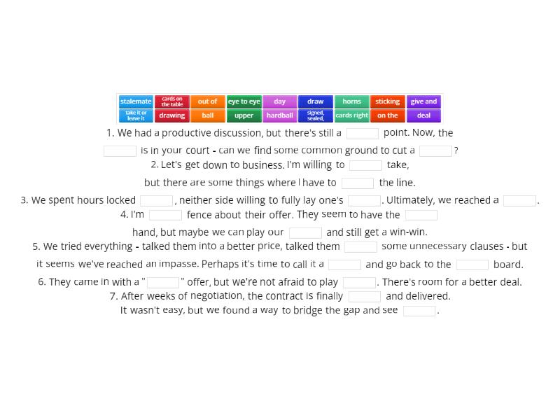 Negotiation - Complete the sentence