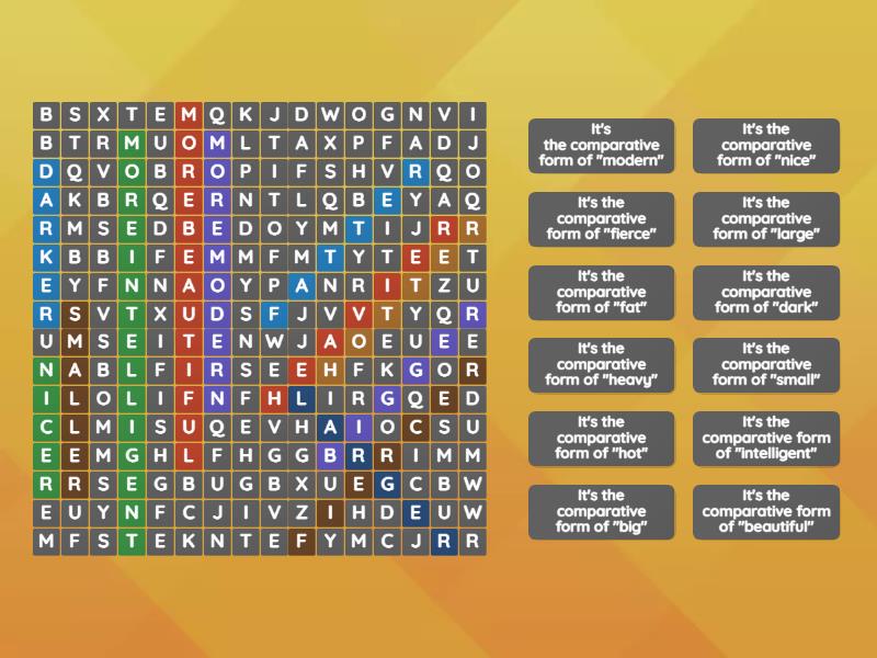Comparative adjectives II - Wordsearch