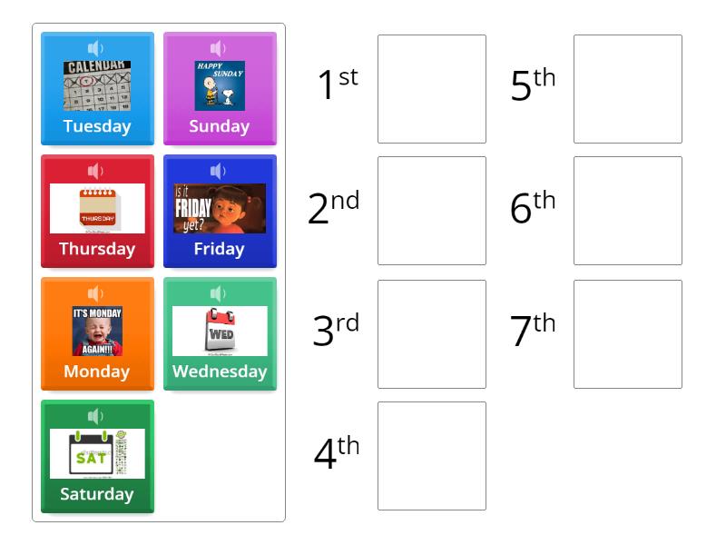 Days of the Week - Rank order