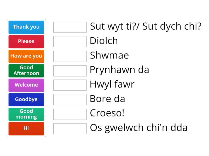 Welsh greetings - Match up