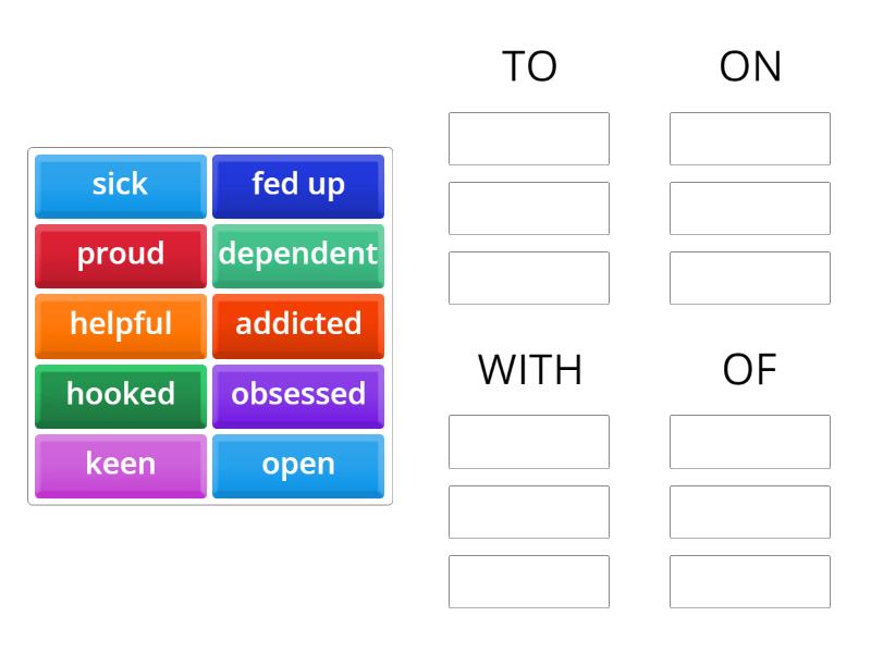EF Advanced 6b vocabulary adjectives prepositions - Group sort