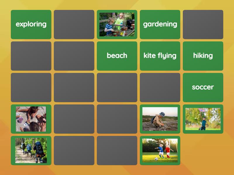EXPLORING OUTDOORS CONVERSATION - Matching pairs