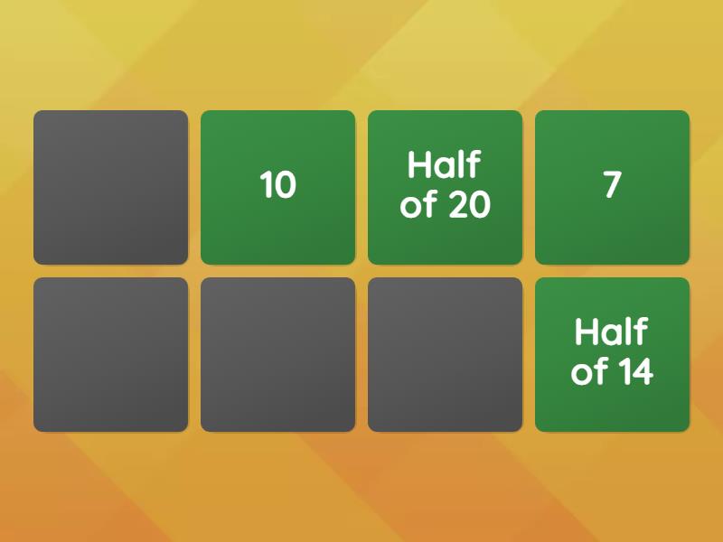 Haves of numbers up to 20 - Matching pairs