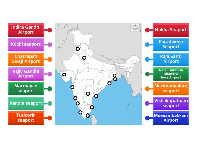 Locate and label Seaports and Airports CBSE 10 Map practice - Labelled ...