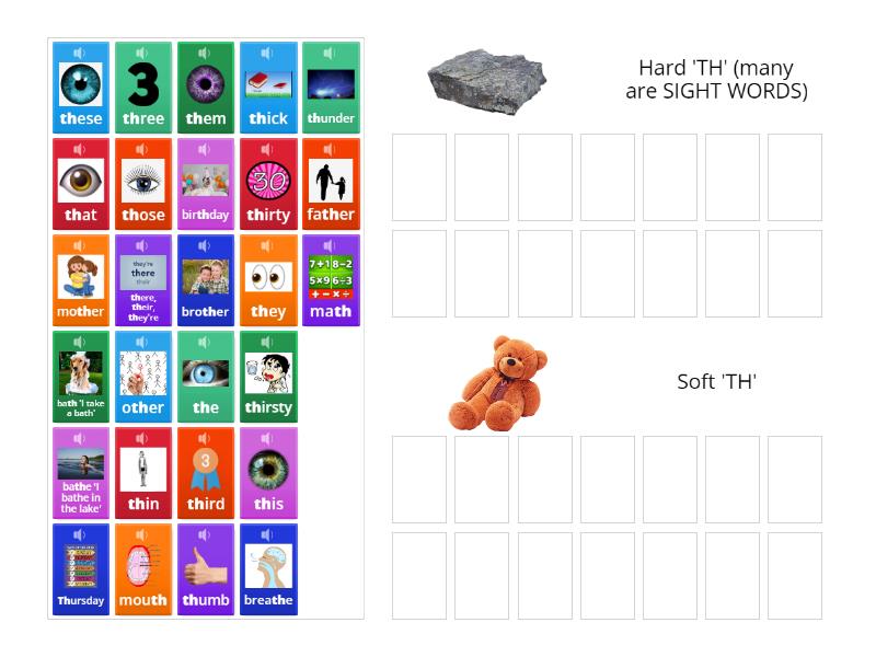 Hard and Soft 'TH' Phonics sounds - Group sort