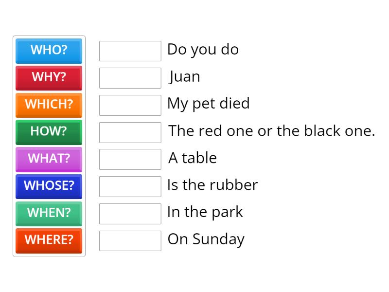 WH QUESTIONS - Une las parejas