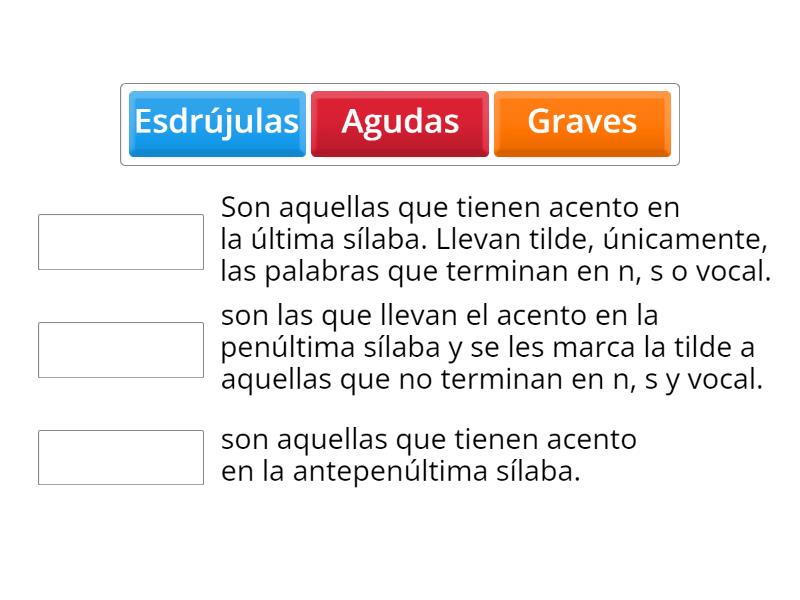 Palabras esdrujulas,graves y agudas - 匹配游戏