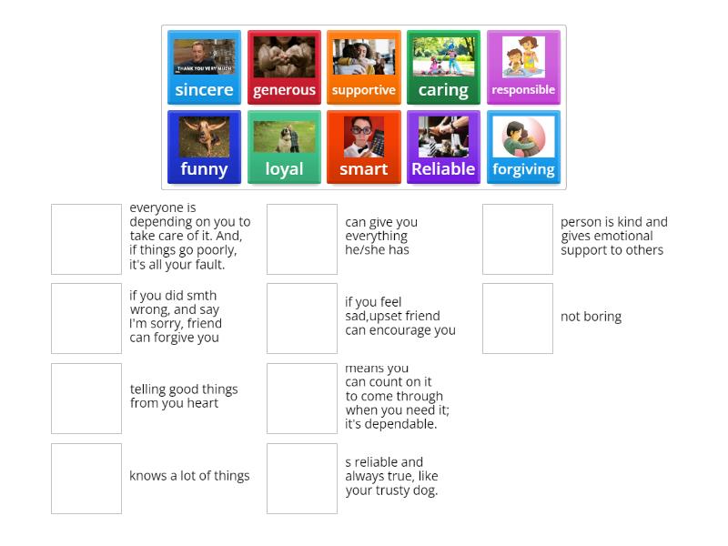 Describing Friend(adjectives) - Match up