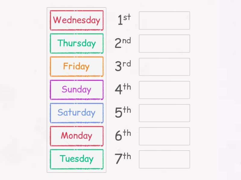 LL 2.8.5 Days of the week (order) - Rank order