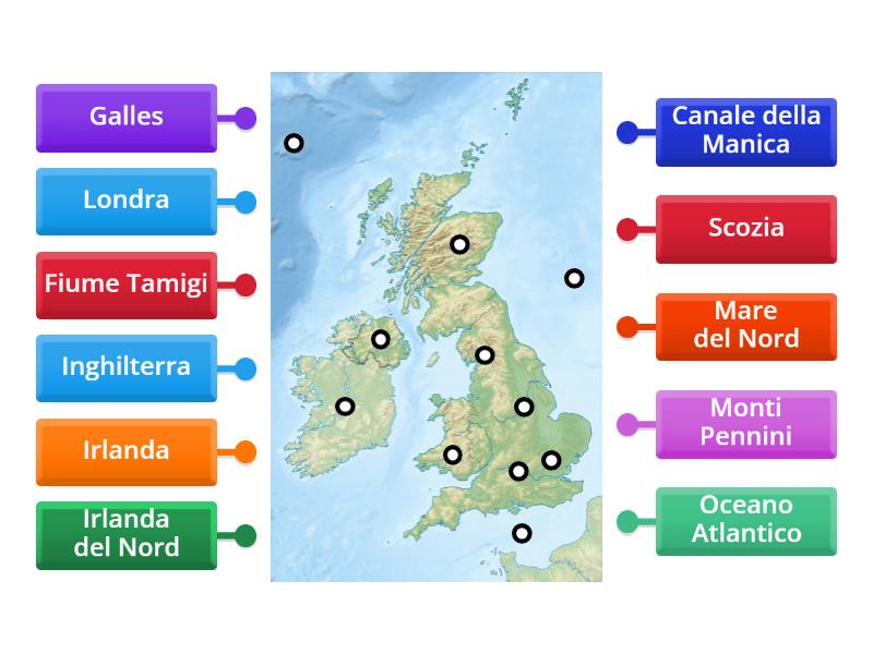 Isole Britanniche cartina fisica - Imagem com legenda