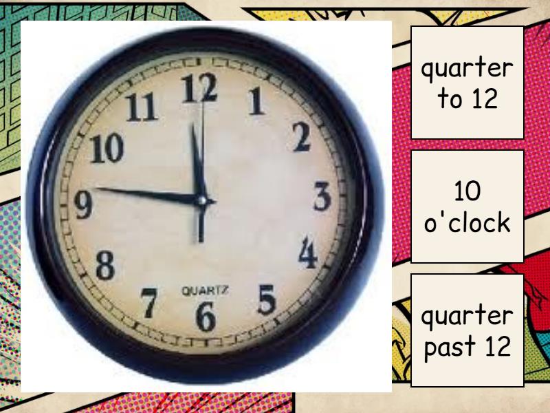 Analogue Time o'clock / half past / quarter past /quarter to - Quiz