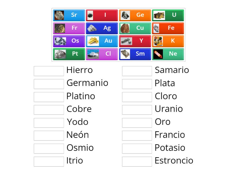 ELEMENTOS DE LA TABLA PERIODICA - Match up