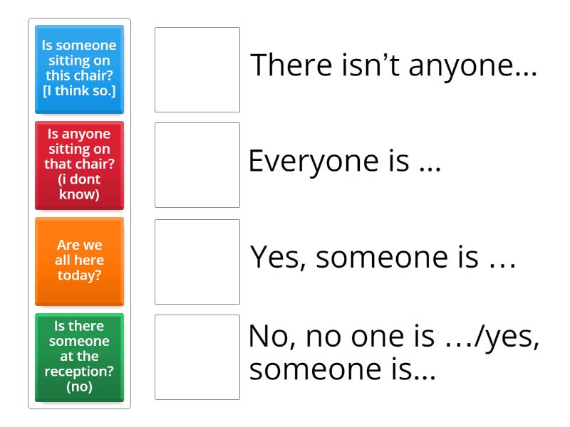 GRAMMAR: someone, anyone, no one, everyone - Match up