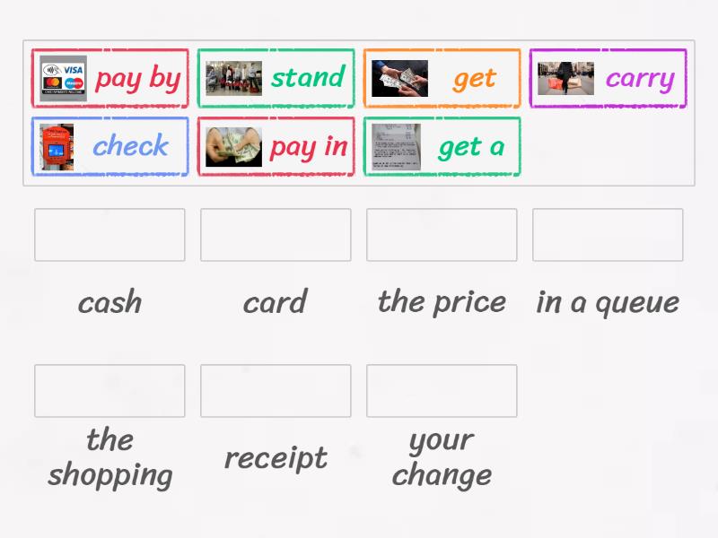 Go Getter (3) 2.1 Shopping - verbs - vocab - Match up