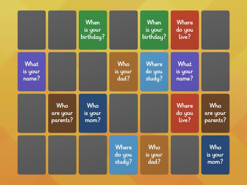 Question Words - Matching pairs