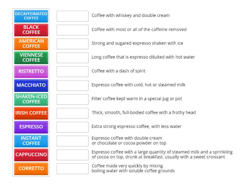 Coffee types - Match up