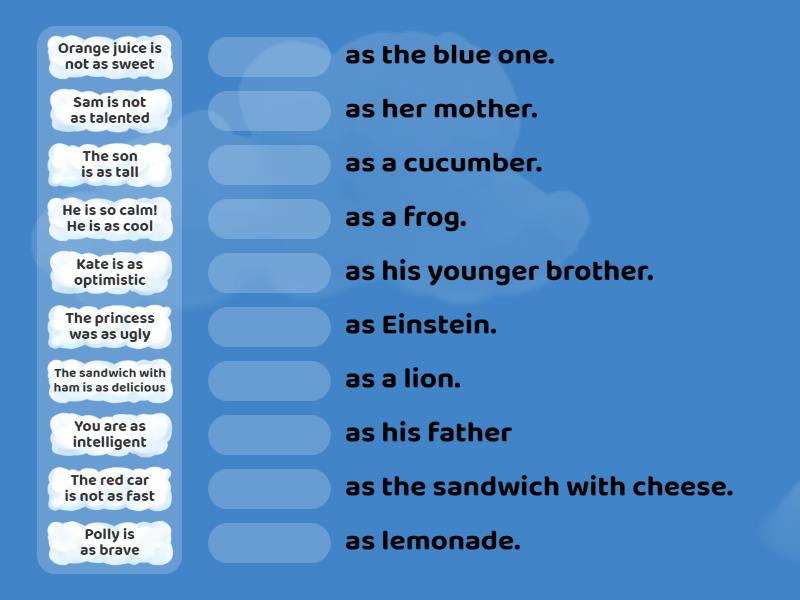 equative adjectives - Match up