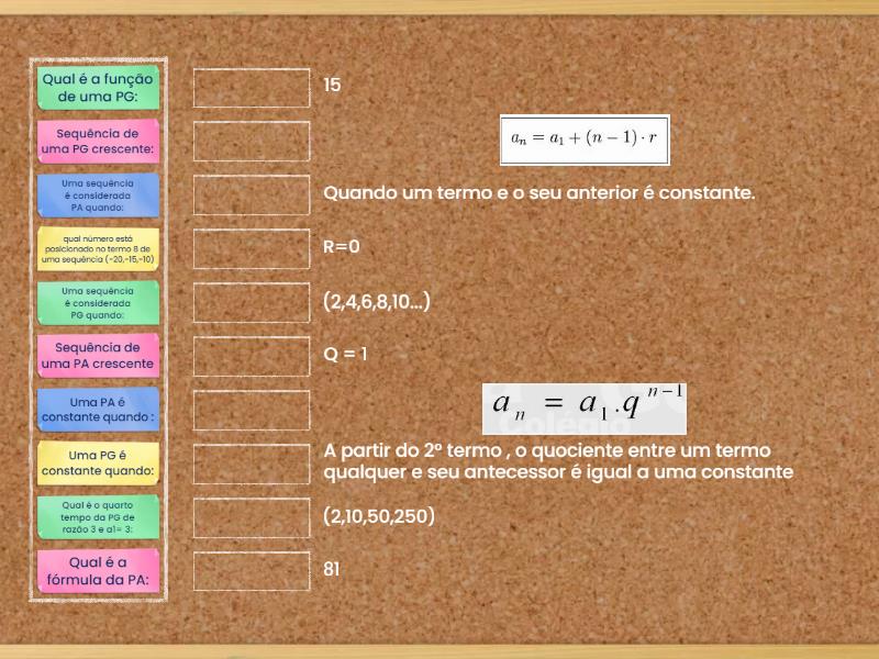 Progressão aritmética e Progressão geométrica - Associação
