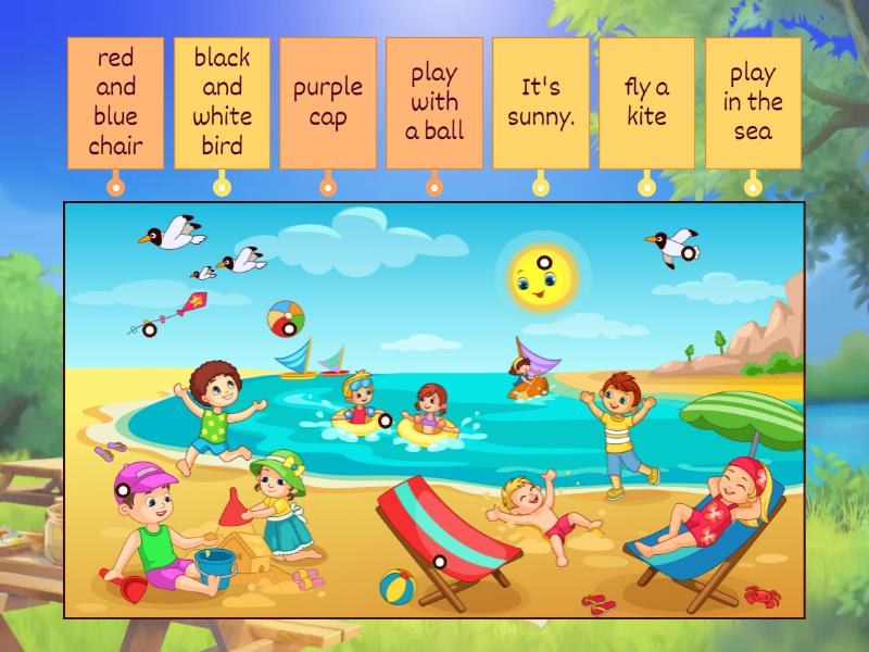 At the Beach - Labelled diagram