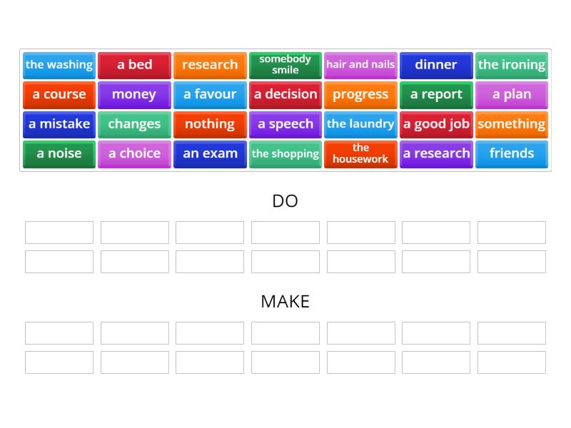 Collocations MAKE or DO - Group sort