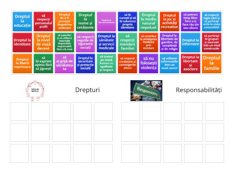 drepturi și responsabilități - Group sort
