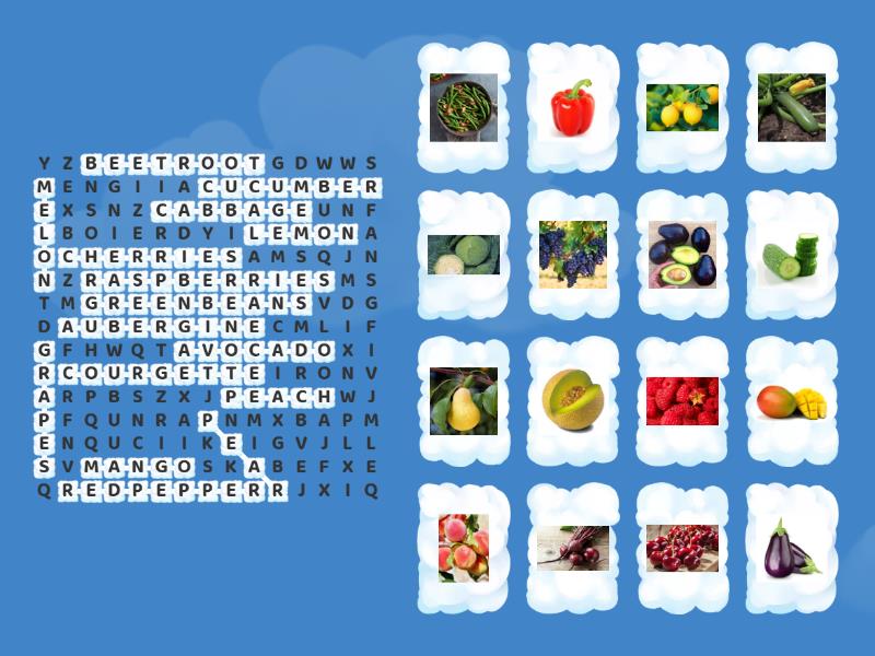 Fruit and Vegetables - Sopa de letras