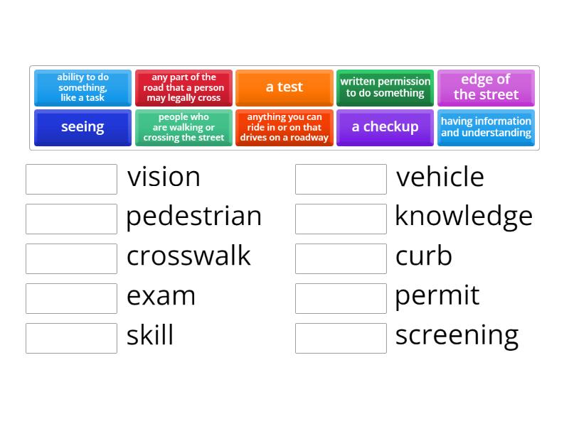 Week One Vocabulary - Match up