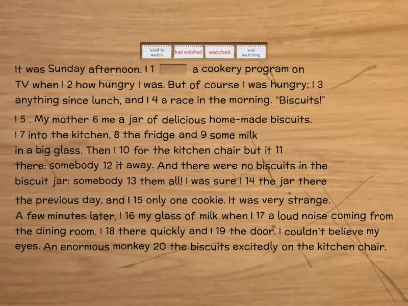 Choose past simple, past continuous or past perfect to s. - Complete ...