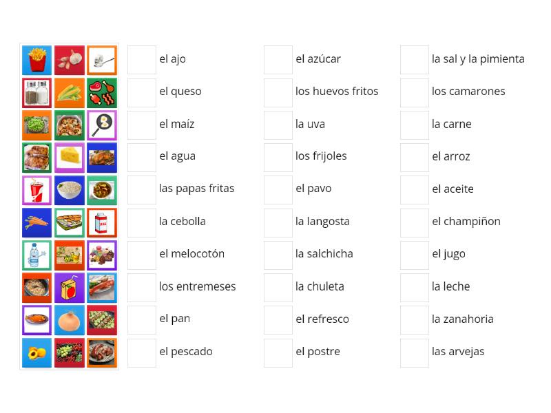 Las comidas y bebidas - Match up