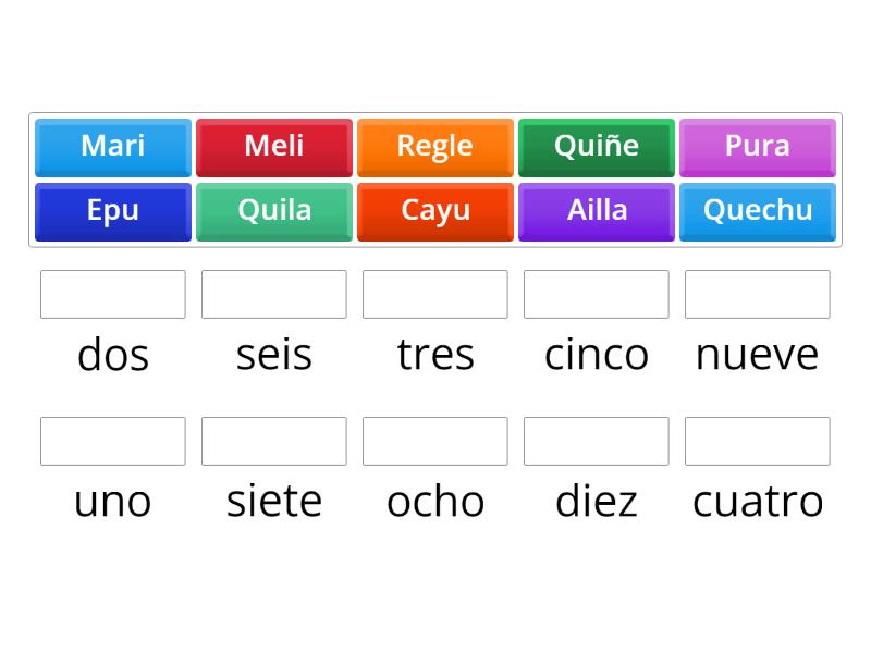 Números en mapudungun - Une las parejas