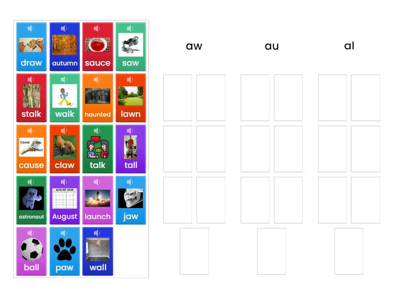 Step 2 Unit 13 aw au al with words - Ordenar por grupo