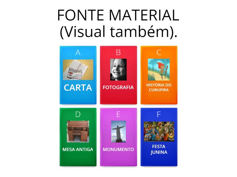 FONTES MATERIAIS E IMATERIAIS - Quiz