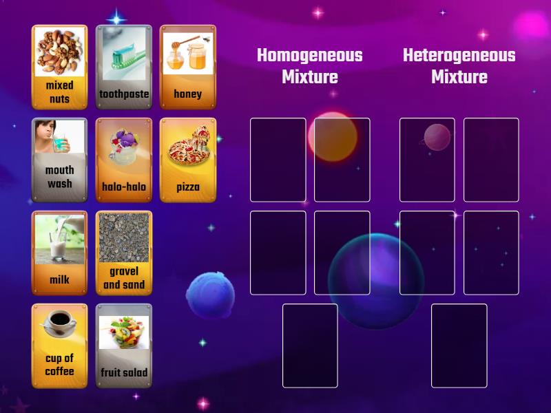 Homogeneous vs Heterogeneous Mixture - Group sort