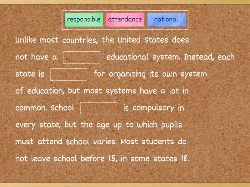 The American Educational System - Complete the sentence