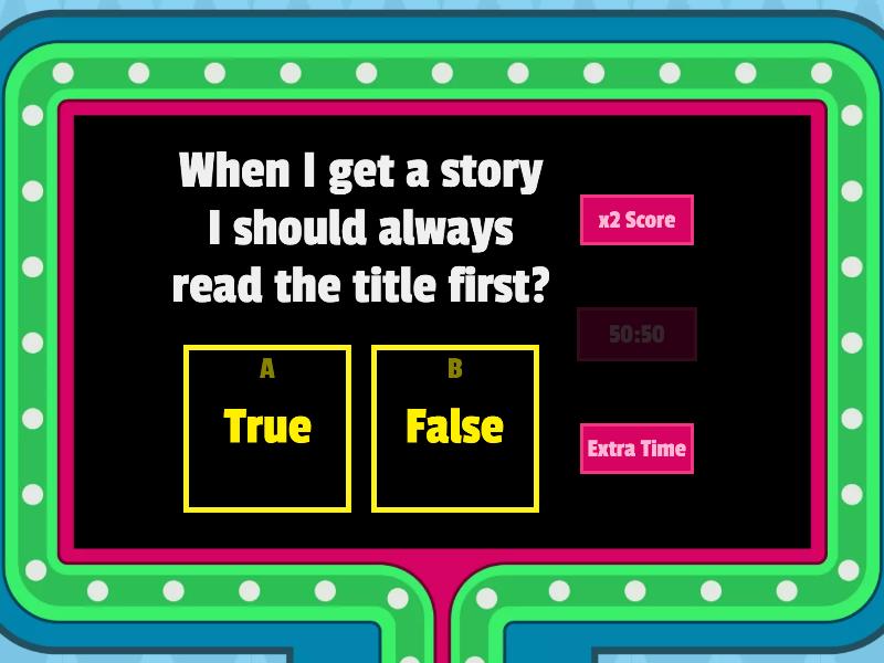 Reading Strategies - Gameshow quiz