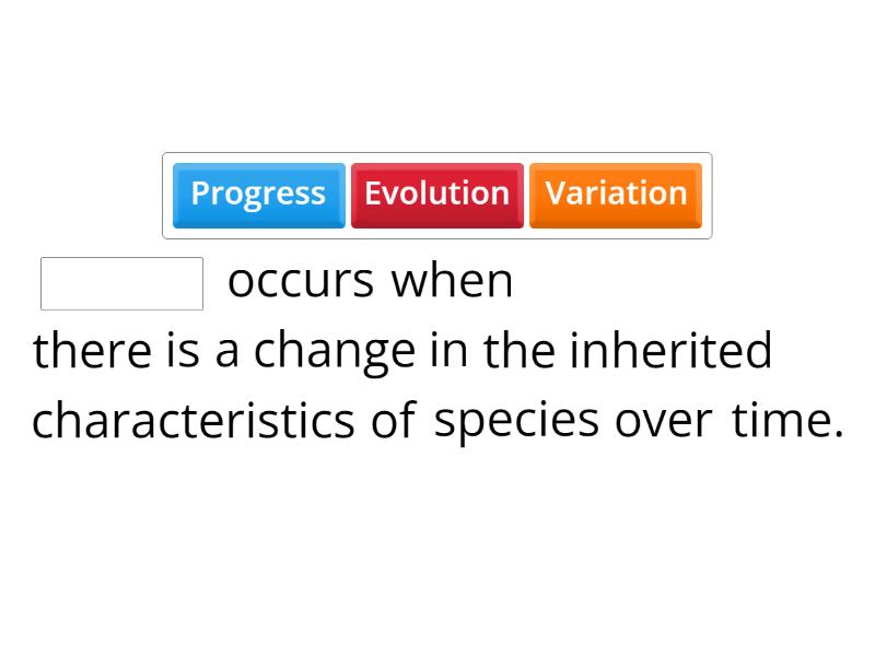 Year 9 Evolution through natural selection - Complete the sentence