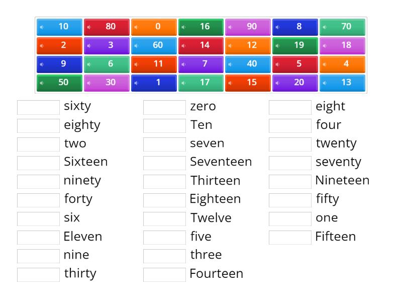 After Class - Numbers - Match up