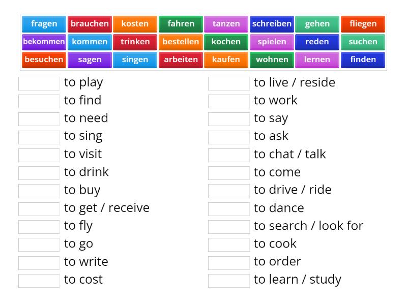 Regular German Verbs - Match up